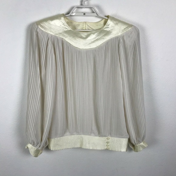 Barbara Chados | Tops | Zi Zi Barbara Chados Blouse Large Ivory Pleated ...